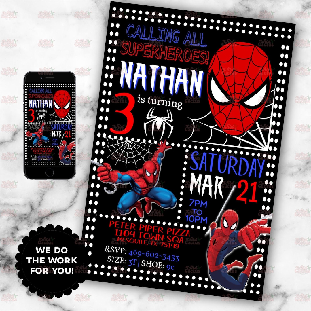 Spiderman Invitation - Etsy
