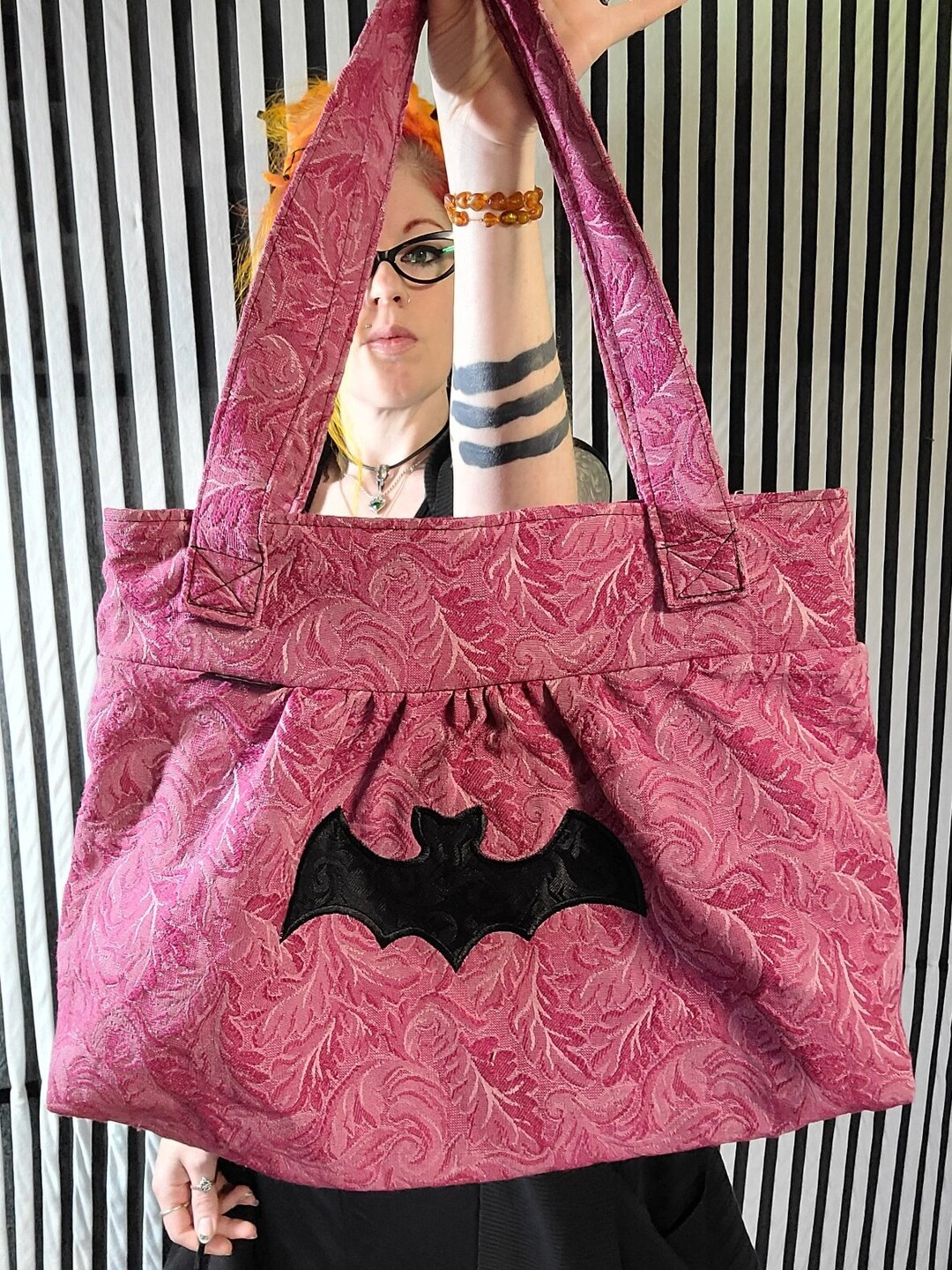 Handmade Goth Granny Bag Bat Applique Wine Red - Etsy