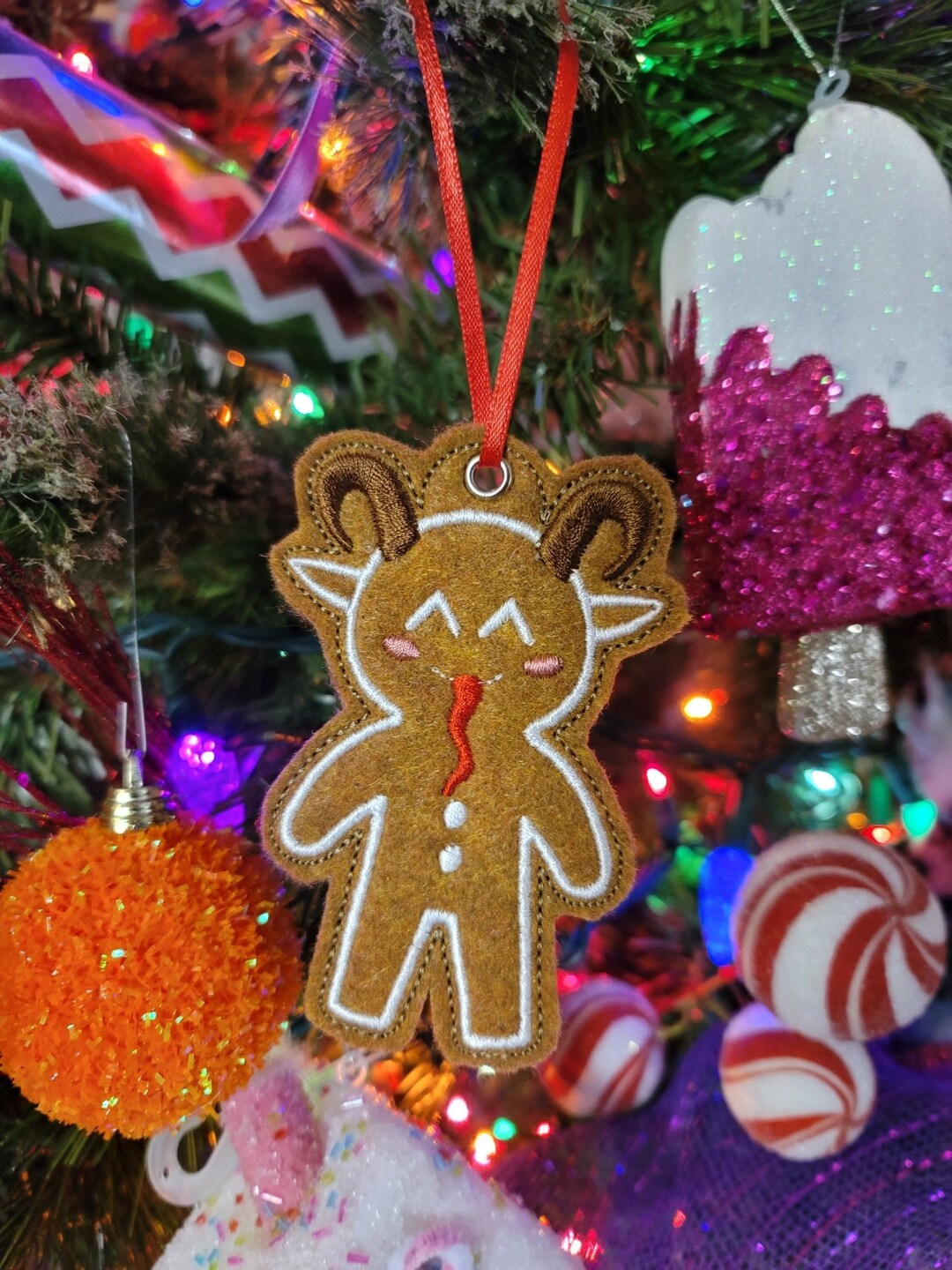 Handmade Embroidered Ginger Krampus Holiday Ornament - Etsy