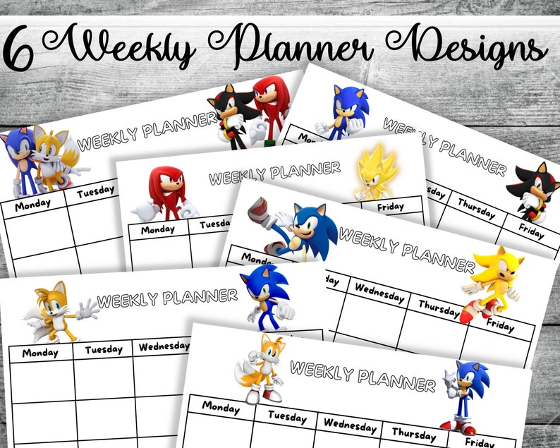 Sonic Weekly Planner Calendar & Chore/sticker Chart Sonic - Etsy