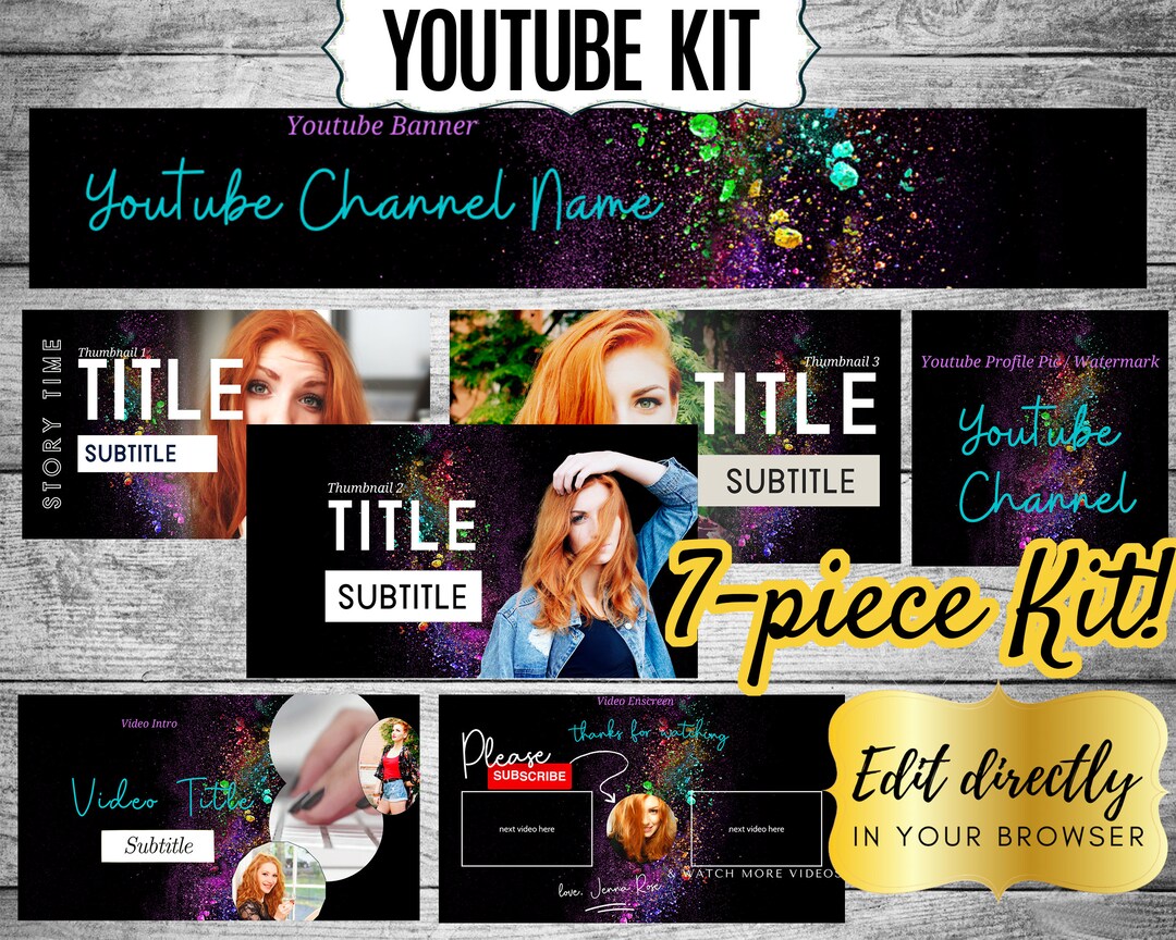 Rainbow Glitter Shine Youtube Channel Art Kit Banner, Profilbild ...