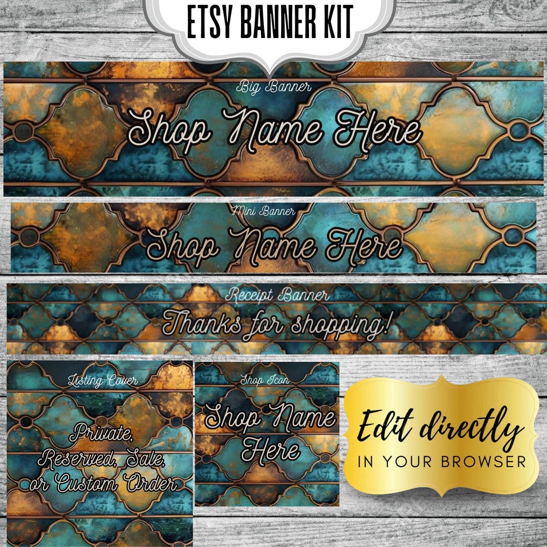 Moroccan Glass Etsy Shop Banner Set- Big, Mini, and Receipt Banners ...