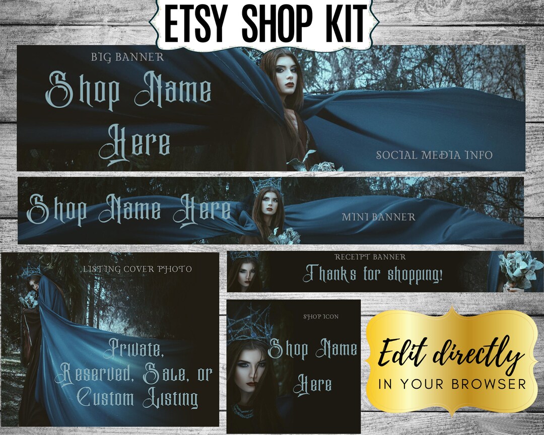Gothic Romance Etsy Shop Banner Set | Big, Mini, & Receipt Banners ...
