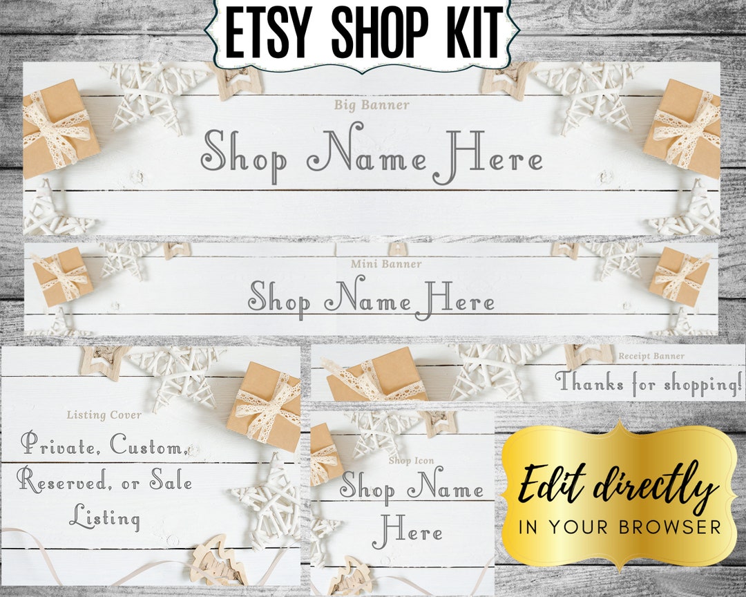 Rustic Craft Trinkets Etsy Shop Banner Set W/ Big Mini, and Receipt ...