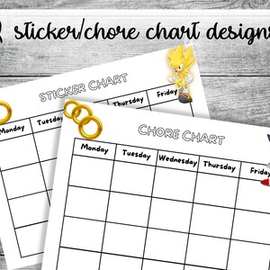 Sonic Weekly Planner Calendar & Chore/sticker Chart - Sonic and Friends ...