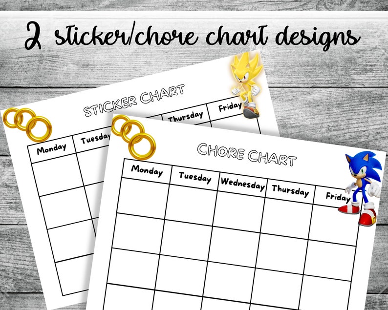 Sonic Weekly Planner Calendar & Chore/sticker Chart Sonic - Etsy