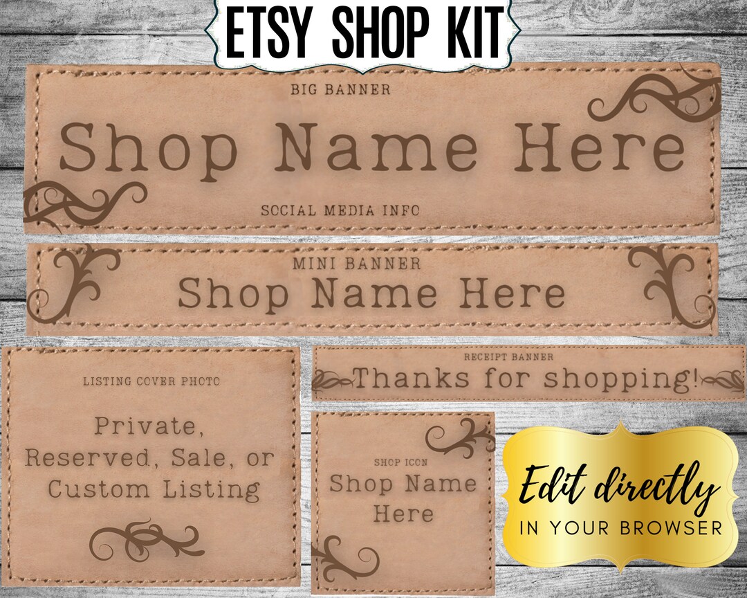 Leather Label Etsy Shop Banner Set (banners, Icon, Listing Cover ...