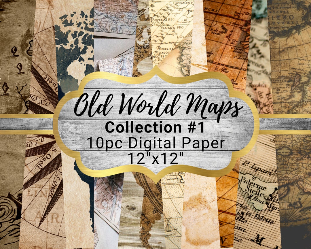 Old World Maps Digital Paper | 10 Designs/pattern Square Sheets/images ...