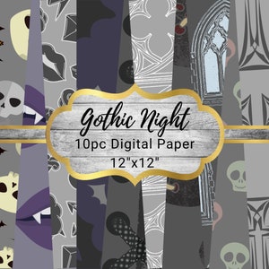 Gothic Night Digital Paper 10 Designs/pattern Square Sheets/images Dark ...