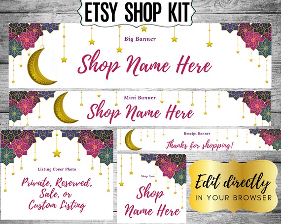 Moon and Hanging Stars Etsy Shop Banner Set W/ Big Mini and | Etsy
