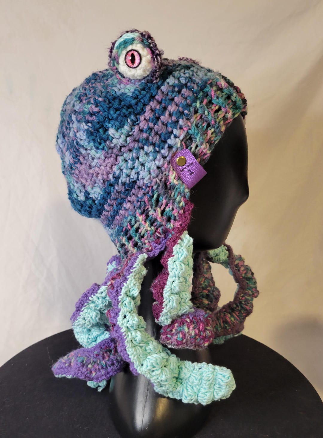 Purple Waves Octopus Hat With Blue Glow in the Dark Tentacles - Etsy
