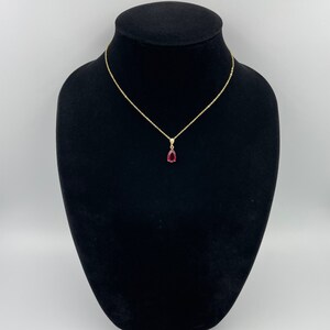 Ruby Red Crystal Charm Necklace, Red Teardrop Pendant Necklace, Ruby ...