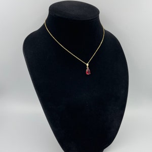 Ruby Red Crystal Charm Necklace, Red Teardrop Pendant Necklace, Ruby ...