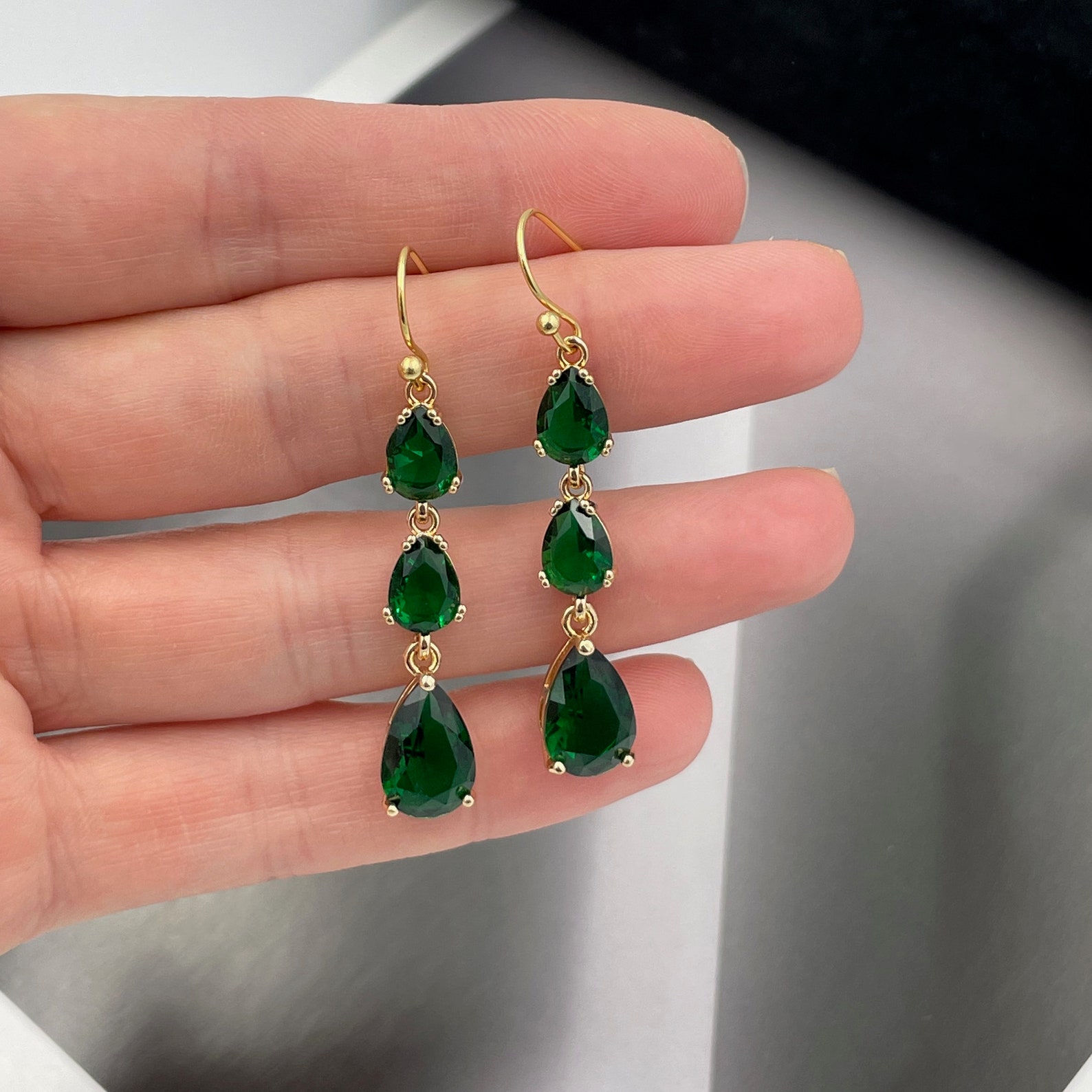 Statement Green Earrings, Green Crystal Jewelry, Special Occasion ...