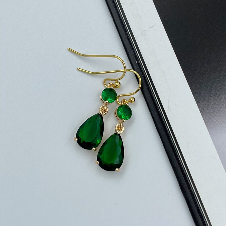 Emerald Green Crystal Earrings, Green Teardrop Earrings, Statement ...