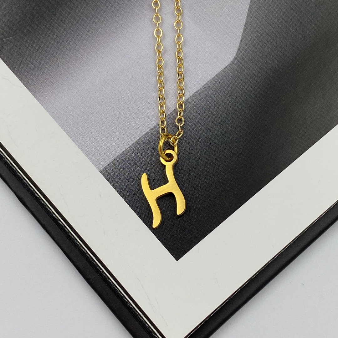 Dainty Initial Gold Necklace, Personalized Charm Necklace, Letter H ...