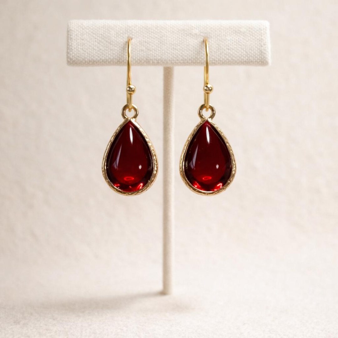 Scarlet Red Crystal Drop Earrings, Gold Finish, Wedding Jewelry |8 - Etsy