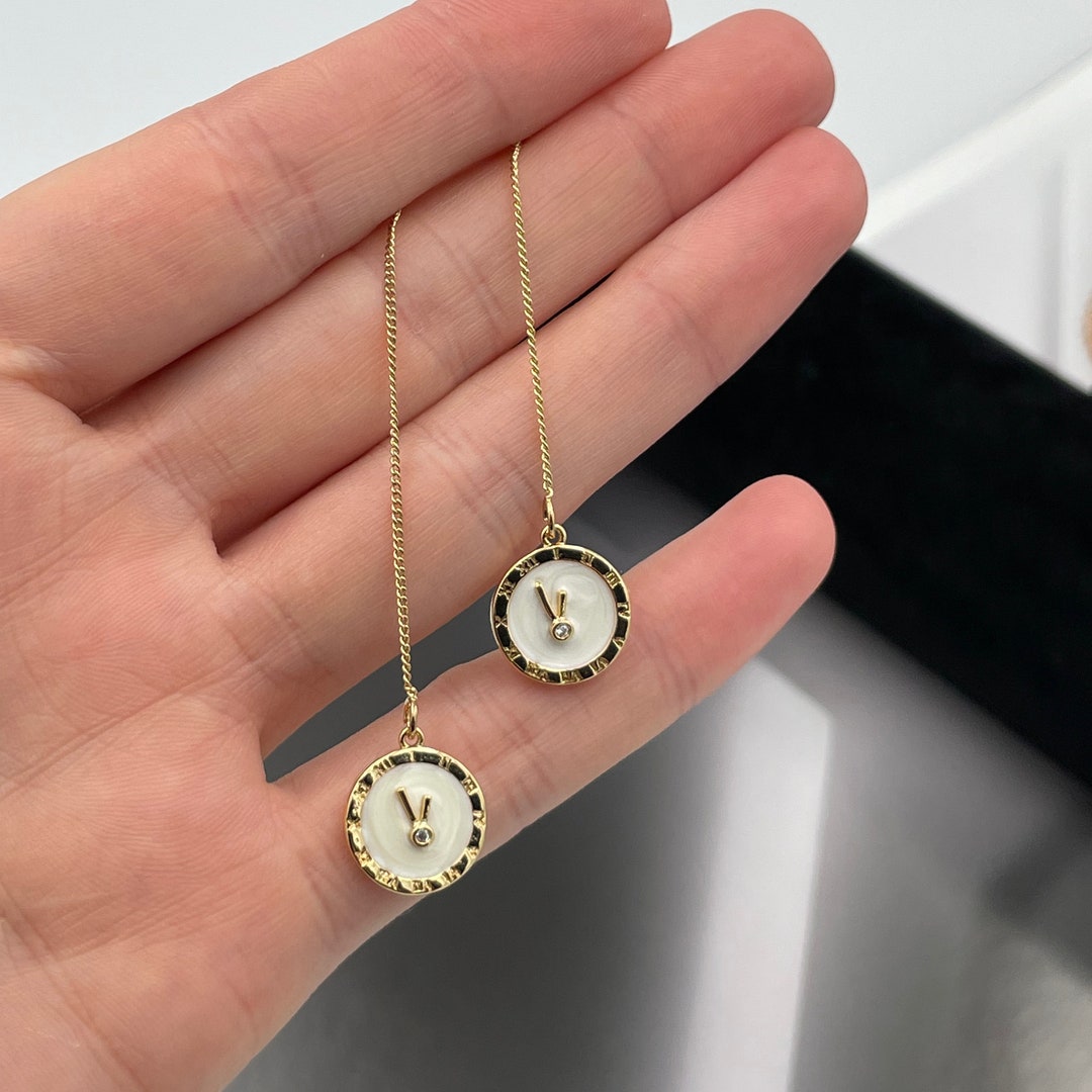 White Clock Thread Earrings, Clock Thread Earrings, Statement White ...