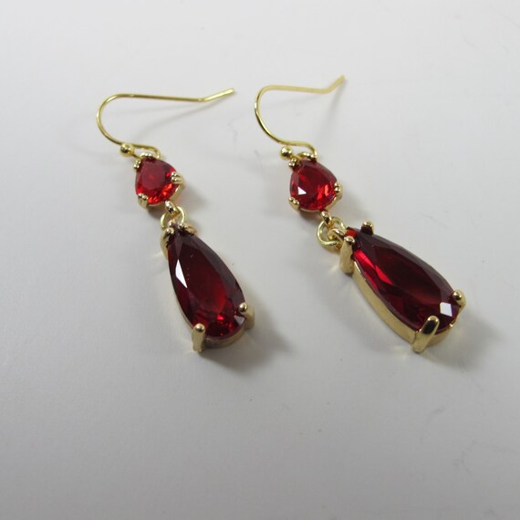 Dainty Ruby Red Statement Earrings Dark Red Teardrop - Etsy