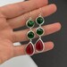 Emerald Green and Ruby Red Dangle Earrings, Chandelier Earrings, Ruby ...