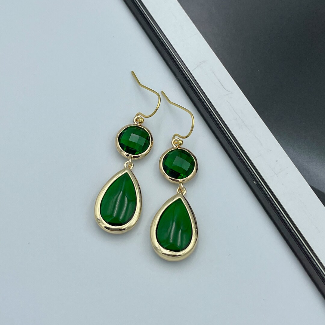 Emerald Earrings, Green Drop Earrings, Bridesmaid Jewelry, Gift for Her ...