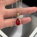 Scarlet Red Crystal Charm Necklace, Red Teardrop Pendant Necklace, Red ...
