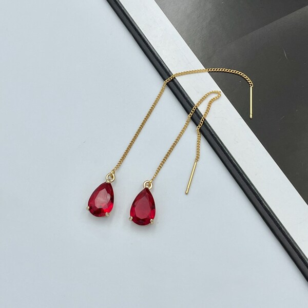 Red Dangle Earrings - Etsy