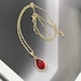 Scarlet Red Crystal Charm Necklace, Red Teardrop Pendant Necklace, Red ...