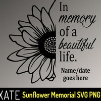 Memorial SVG, Sunflower Memorial PNG, in Loving Memory SVG, Memorial ...