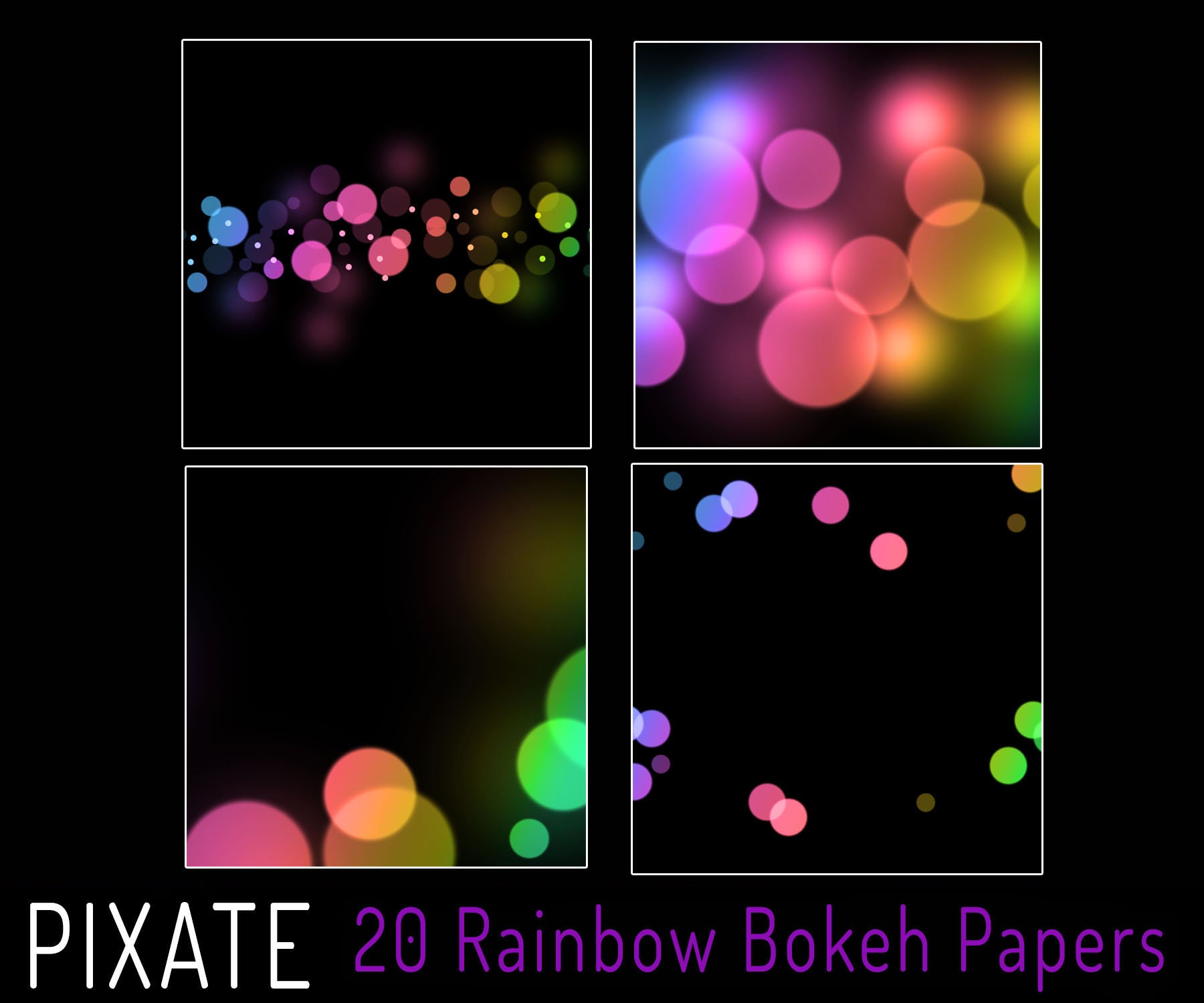 20 Rainbow Bokeh Digital Papers Set Digital Scrapbook Paper | Etsy