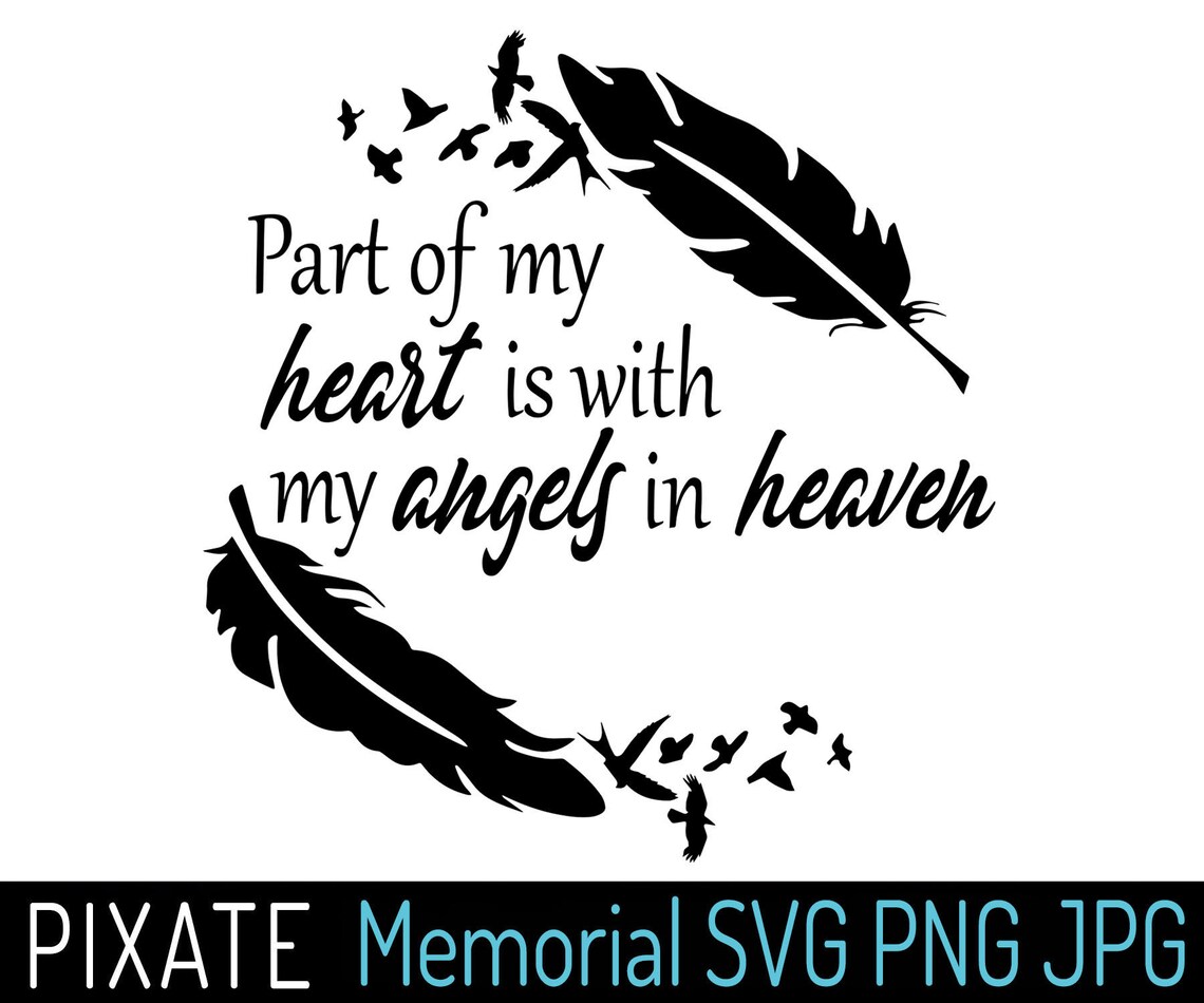 Part of My Heart is With My Angels in Heaven Clipart Memorial - Etsy