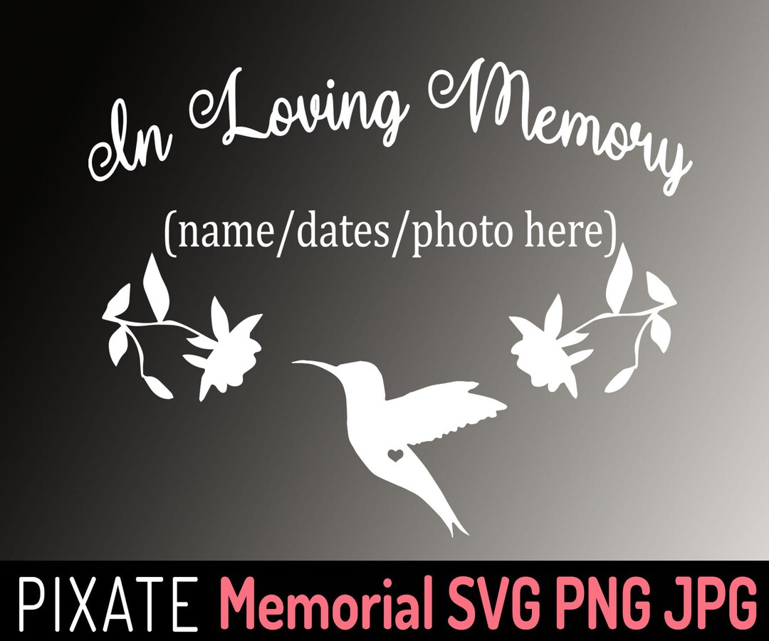 In Loving Memory SVG PNG JPG, Hummingbird Memorial Clip Art, Tribute to ...