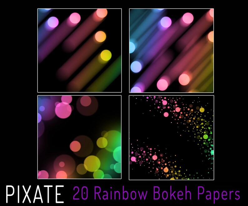 20 Rainbow Bokeh Digital Papers Set Digital Scrapbook Paper | Etsy