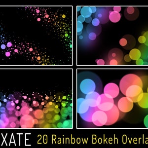20 Rainbow Bokeh Photo Overlays, Photoshop Bokeh Overlay Set, Colorful ...
