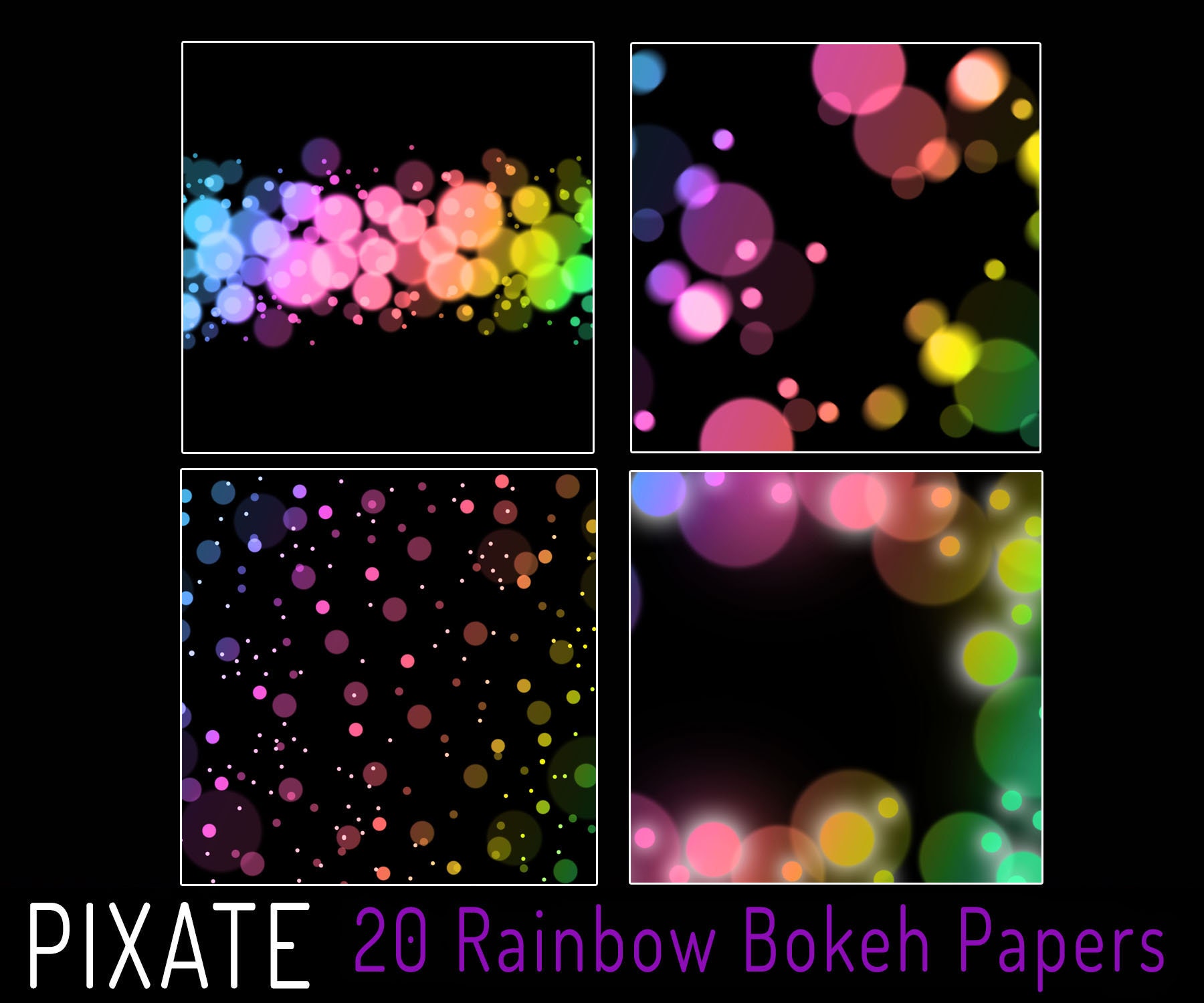 20 Rainbow Bokeh Digital Papers Set Digital Scrapbook Paper - Etsy