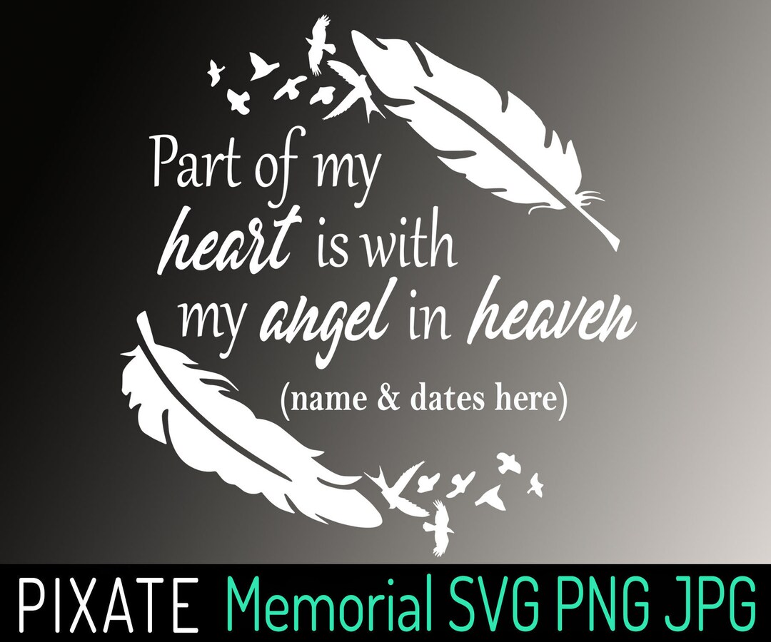 Part of My Heart is With My Angel in Heaven Clipart, Memorial SVG JPG ...