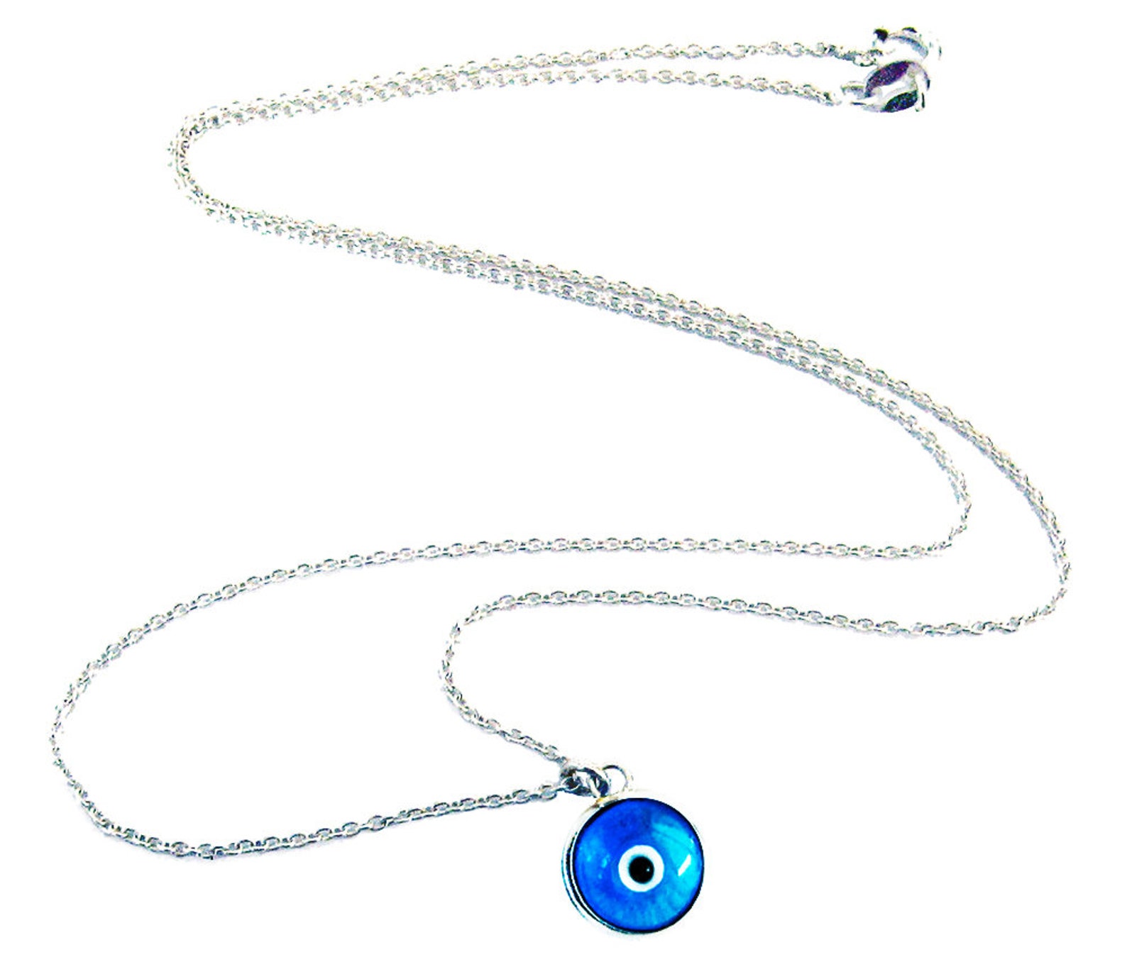 Evil Eye Small Pendant Necklace Sterling Silver Turquoise Blue , Blue ...