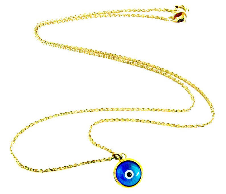 Evil Eye Small Pendant Necklace Sterling Silver Turquoise Blue , Blue ...