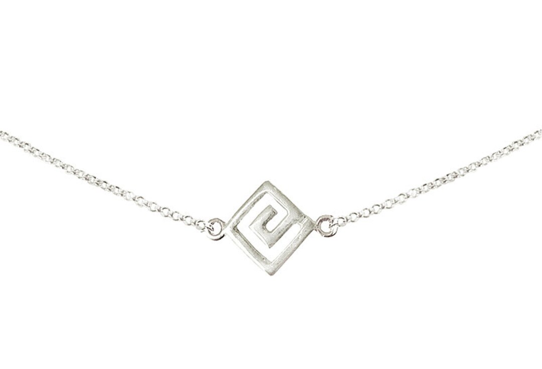 Greek Key Pendant Choker Meander in .925 Sterling Silver, Greek Key ...