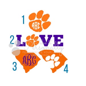 Clemson Tigers Monogram SC Love Decals | Etsy