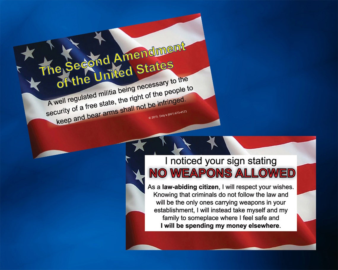 2nd Amendment Cards 2-sided Let business know how you | Etsy
