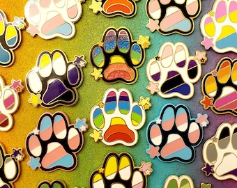 Paw Sitive Transgender LGBTQ Sparkle Paw Shaped Enamel Lapel Pin Brooch ...