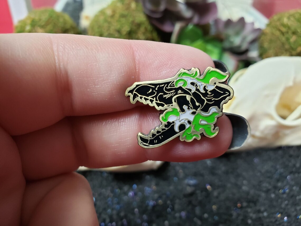 Red Wolf Skull Enamel Pin Set Mini Pin Blue Red Green - Etsy