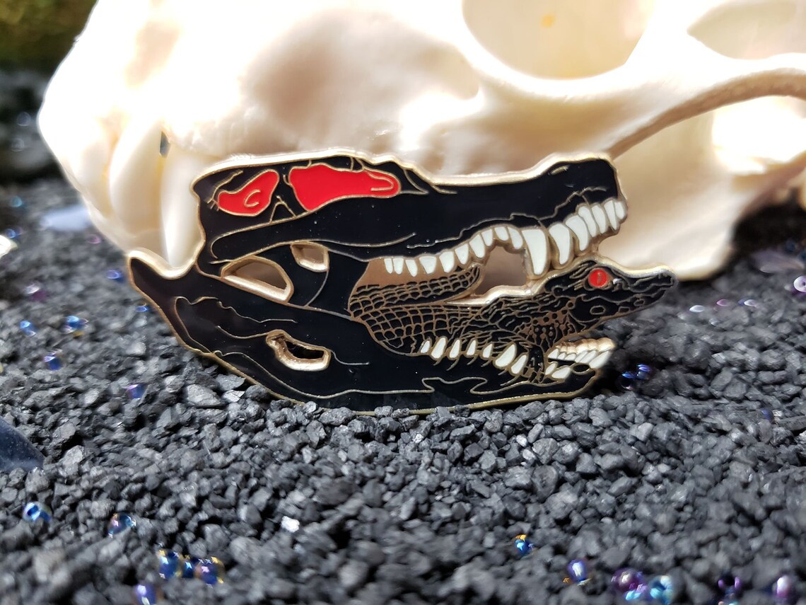 Alligator Enamel Pin Set - Gold Rainbow Metal Glow in the Dark Green ...