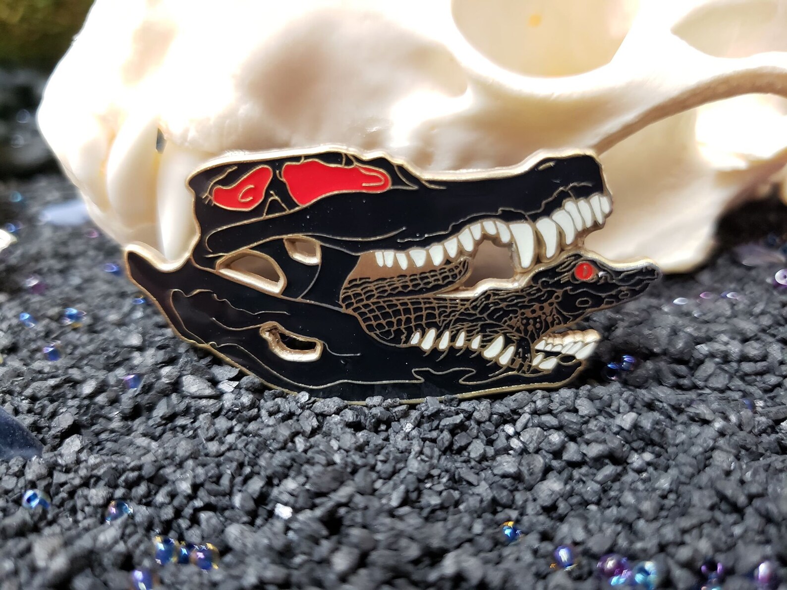 Alligator Enamel Pin Set Gold Rainbow Metal Glow in the Dark | Etsy