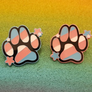 Paw - Sitive Transgender LGBTQ Sparkle Paw Shaped Enamel Lapel Pin ...