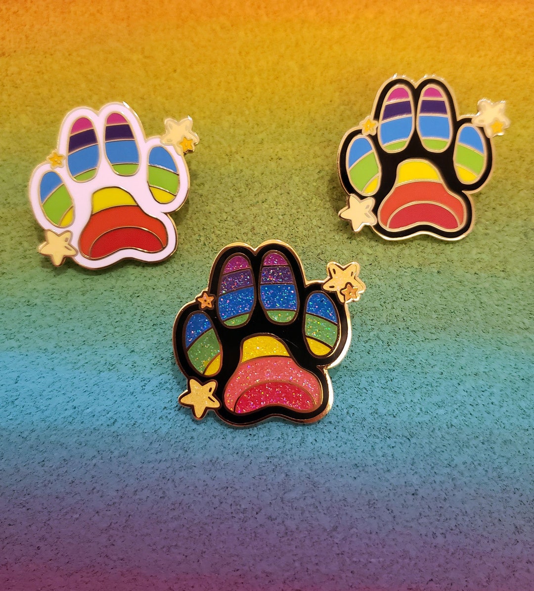 Paw - Sitive LGBTQ Sparkle Paw Shaped Enamel Lapel Pin Brooch Gay Trans ...