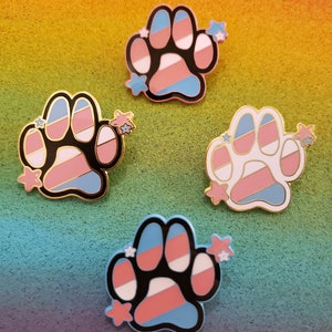 Paw - Sitive Transgender LGBTQ Sparkle Paw Shaped Enamel Lapel Pin ...