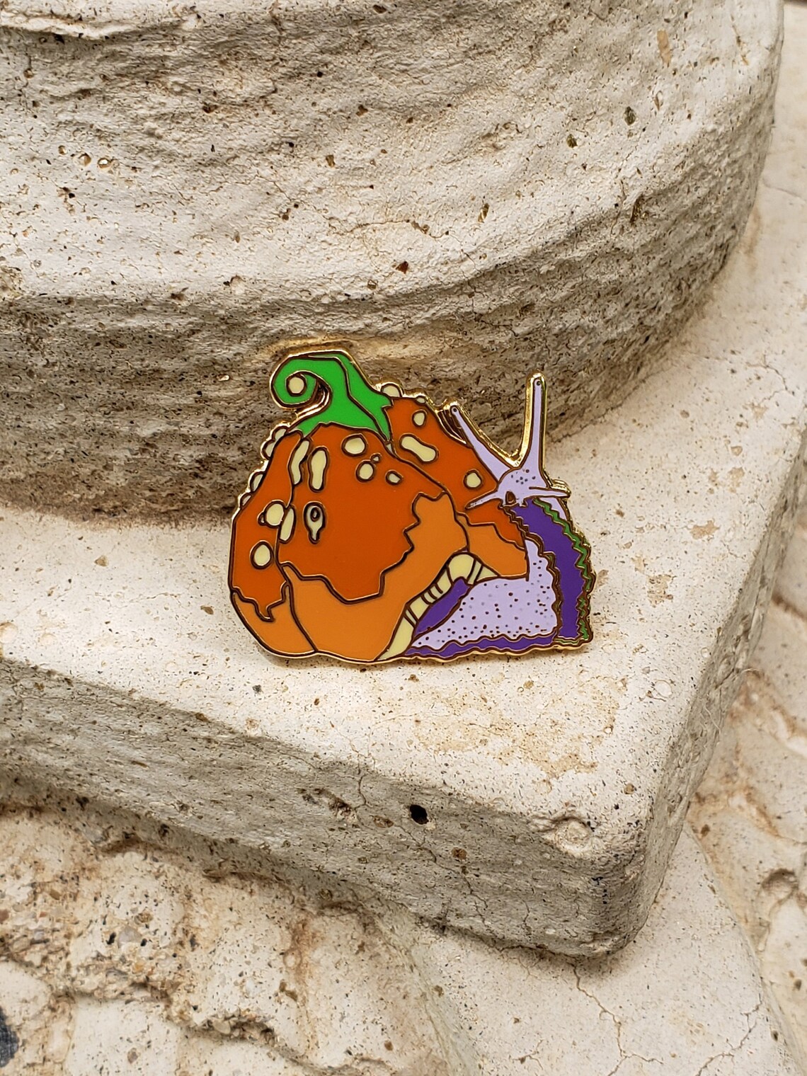 Spooky Pumpkin Snail Enamel Lapel Pin Harvest Fall Halloween | Etsy