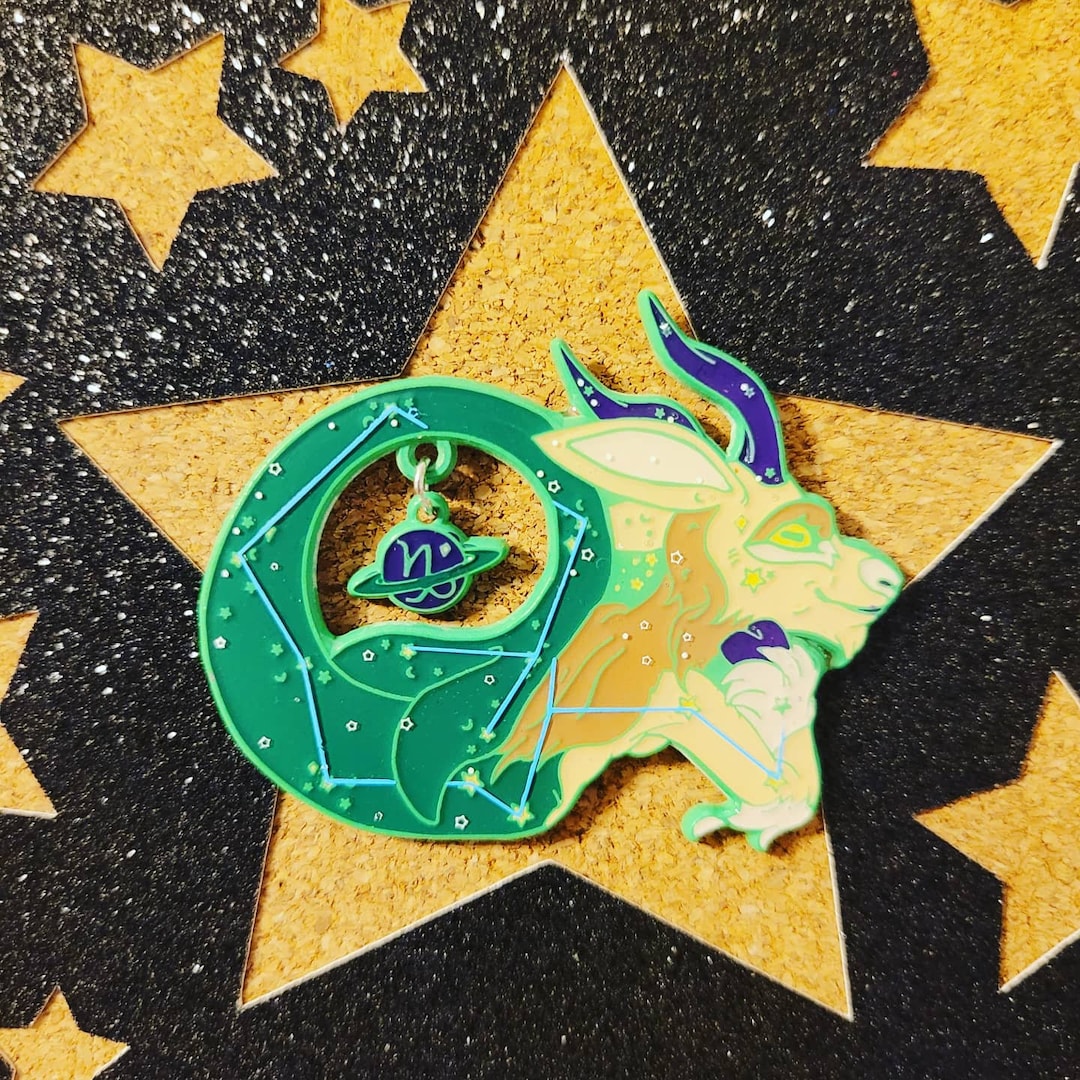 CAPRICORN Zodiac Enamel Pin - Goat Fish Mermaid Constellation Enamel ...